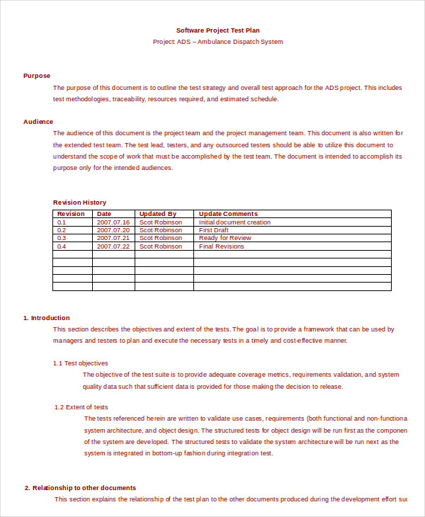 26 Simple Test Plan Templates Word PDF