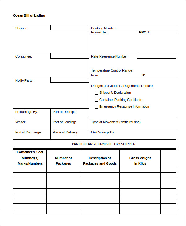 Simple Bill Of Lading Template 11 Free Word PDF Documents Download
