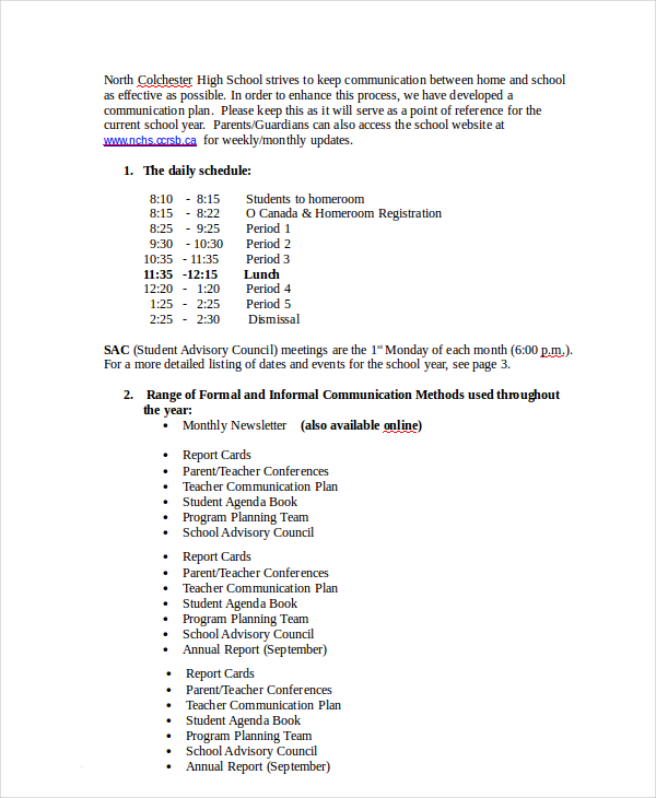 School Communication Plan