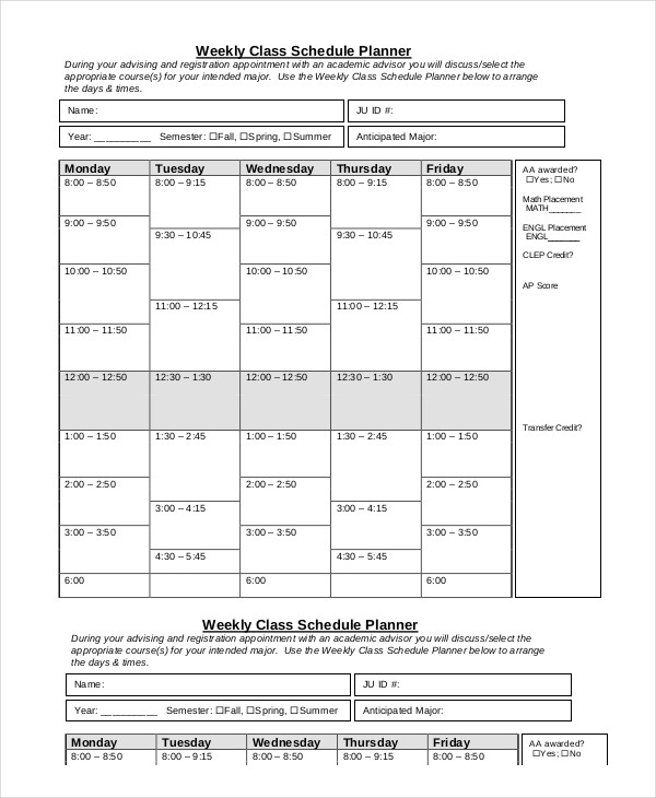 Weekly Schedule Template 10 Free Word Excel PDF Documents Download
