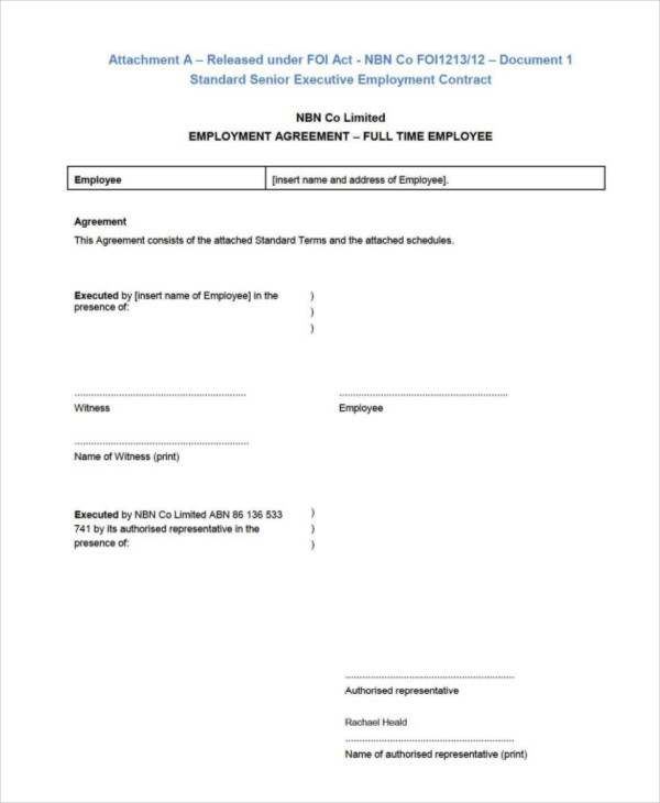 Employment Contract Template - 21+ Sample Word, Apple Pages, Google ...