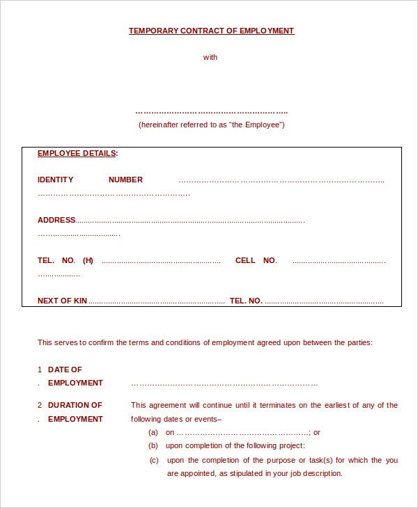 Employment Contract Template - 21+ Sample Word, Apple Pages, Google ...