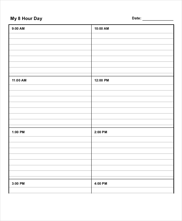 Daily Schedule Template 9 Free Word PDF Documents Download