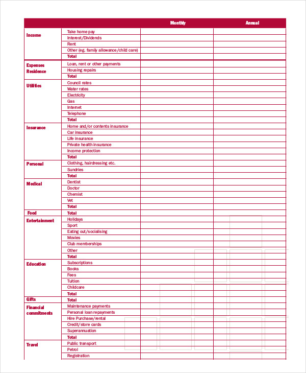 Family Budget Template - 12+ Free Sample, Example, Format