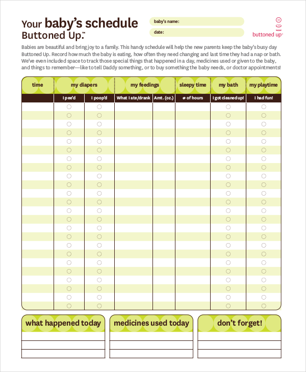 Baby Feeding Schedule - 9+ Free Word, PDF, PSD Documents Download