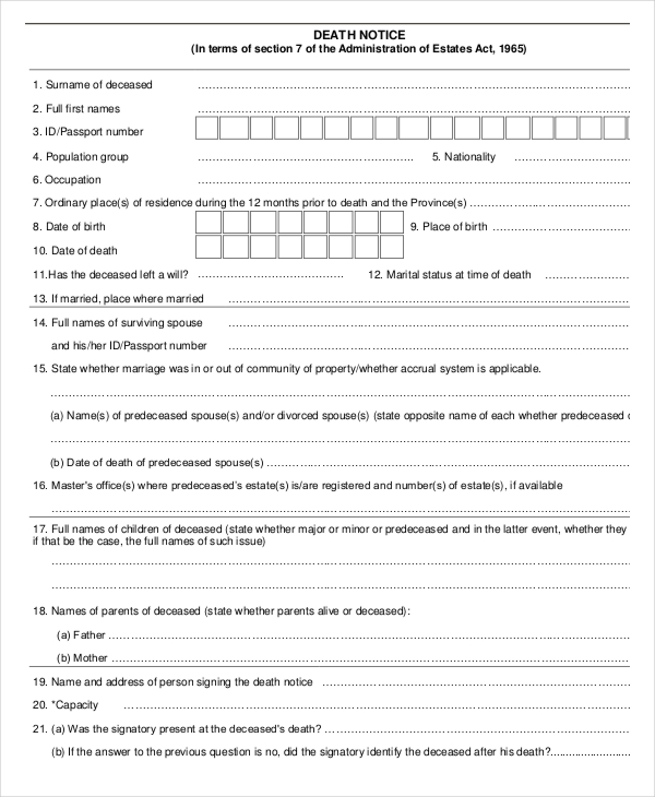 10+ Death Notice Templates