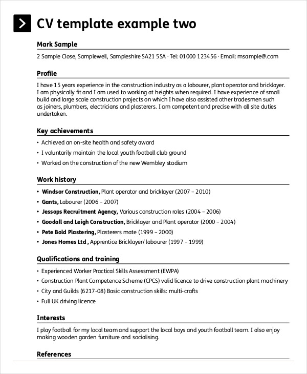 Construction Cv Templates Free Download