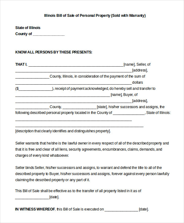 Printable Blank Bill of Sale Template - 11+ Free Word, PDF Documents ...