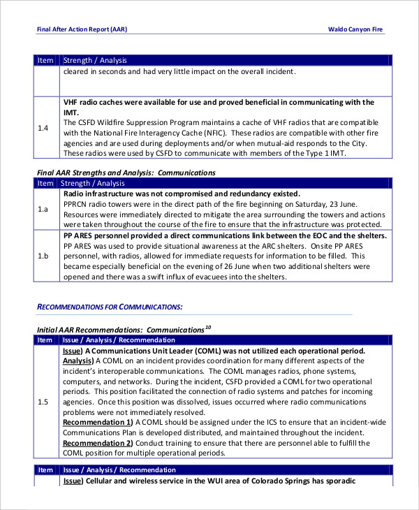 After Action Review Template Word