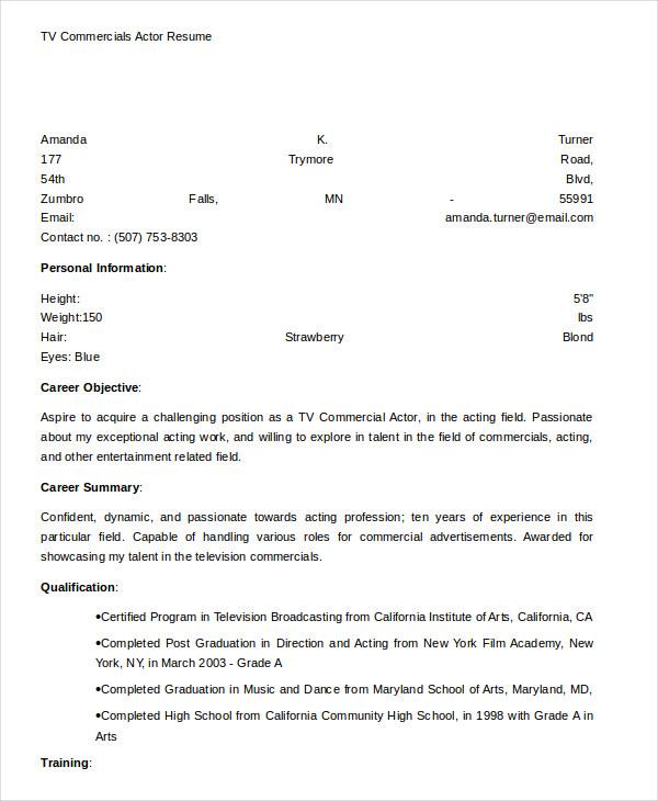 10+ Actor Resume Examples - PDF, DOC