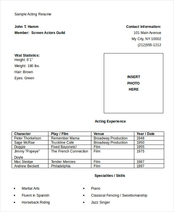 10+ Actor Resume Examples - PDF, DOC