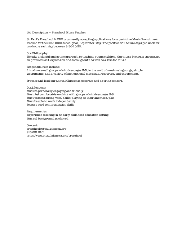 12+ Teacher Job Descriptions - Free Sample, Example, Format