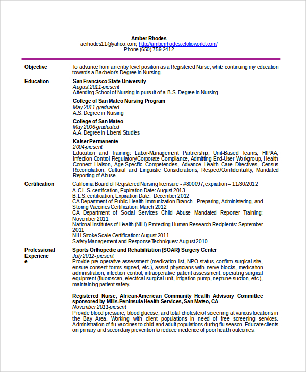 17+ Nurse Resume Templates - PDF, DOC