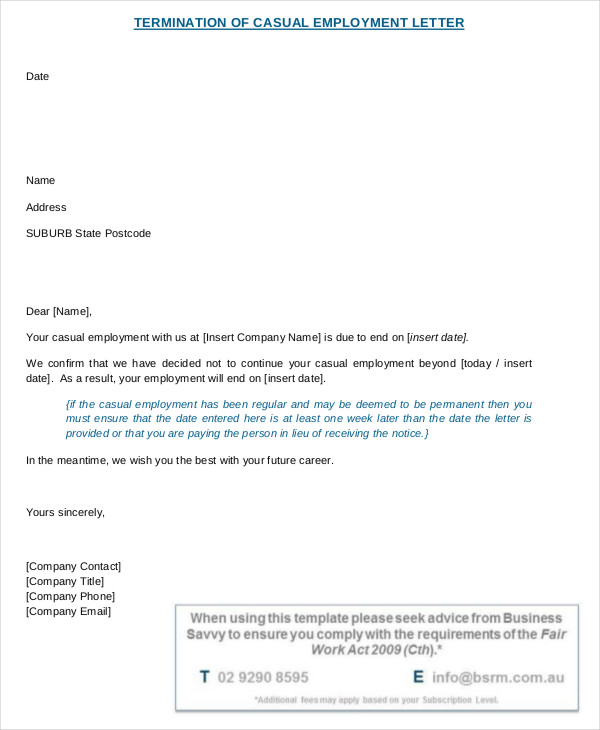 10 Employee Termination Letter Templates DOC PDF AI