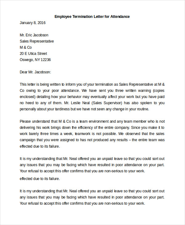 10 Employee Termination Letter Templates DOC PDF AI 10 Employee Termination Letter Templates DOC PDF AI