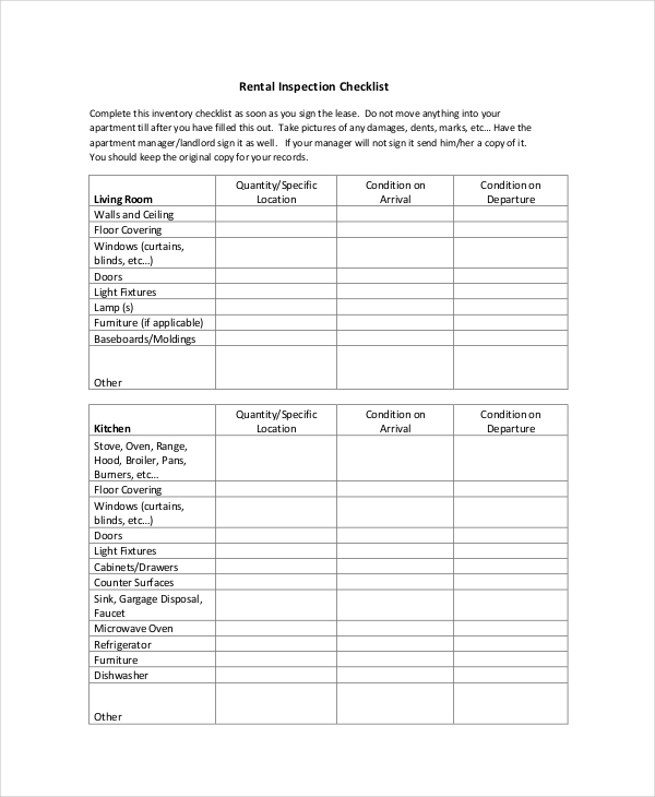 House Inspection Checklist 17 PDF Word Download Documents