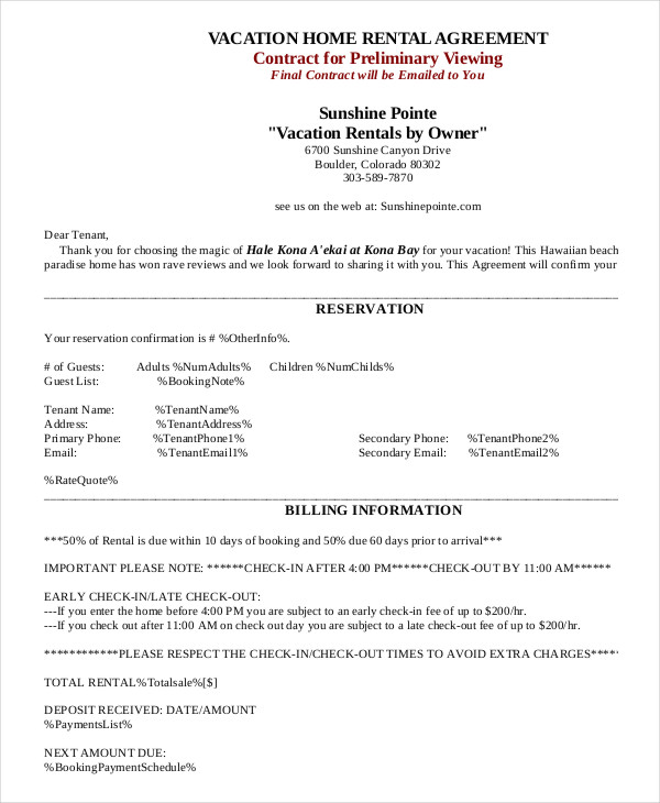 House Rental Agreement - 14+ Word, PDF Documents Download