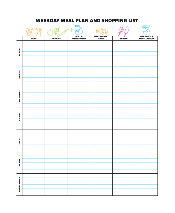 10 Weekly Meal Plan Template Word Free Graphic Design Templates