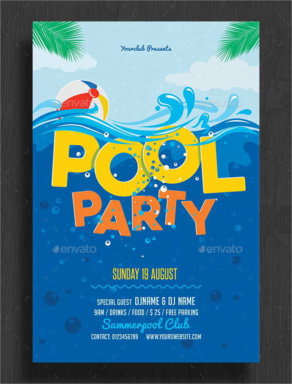 33+ Printable Pool Party Invitations - PSD, AI, EPS, Word