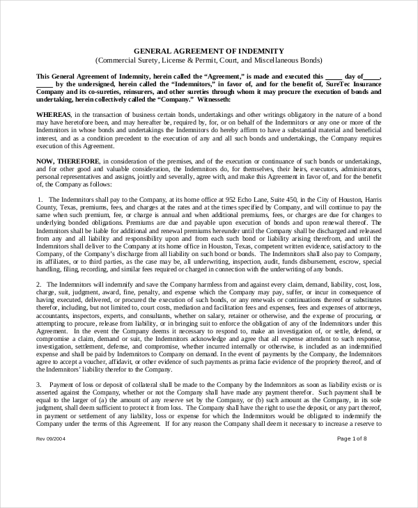 12+ Indemnity Agreements - Sample, Example, Format