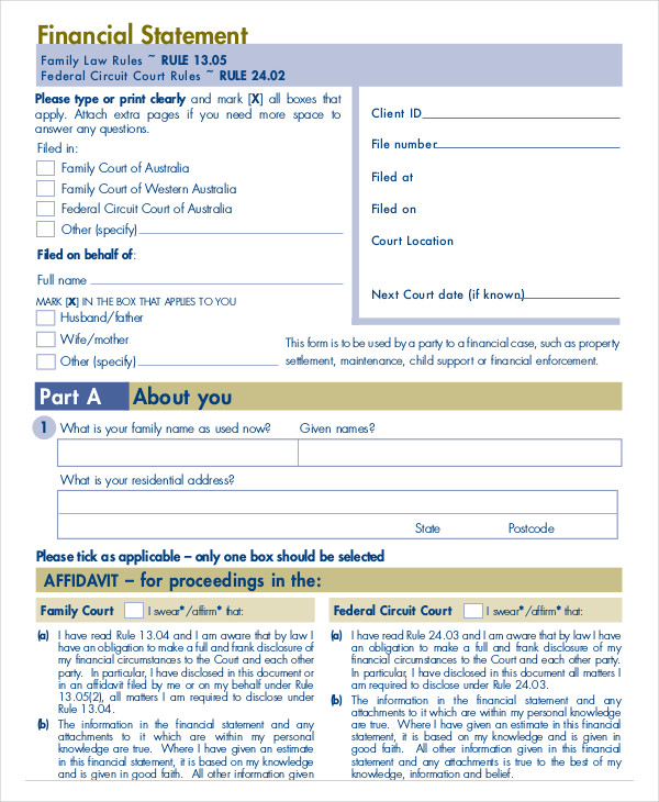 Financial Statement Form - 12+ Free PDF, Word Documents Download