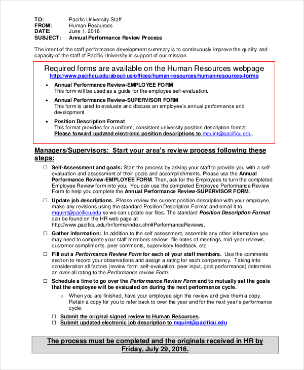 Employee Review Templates 13 Free PDF Documents