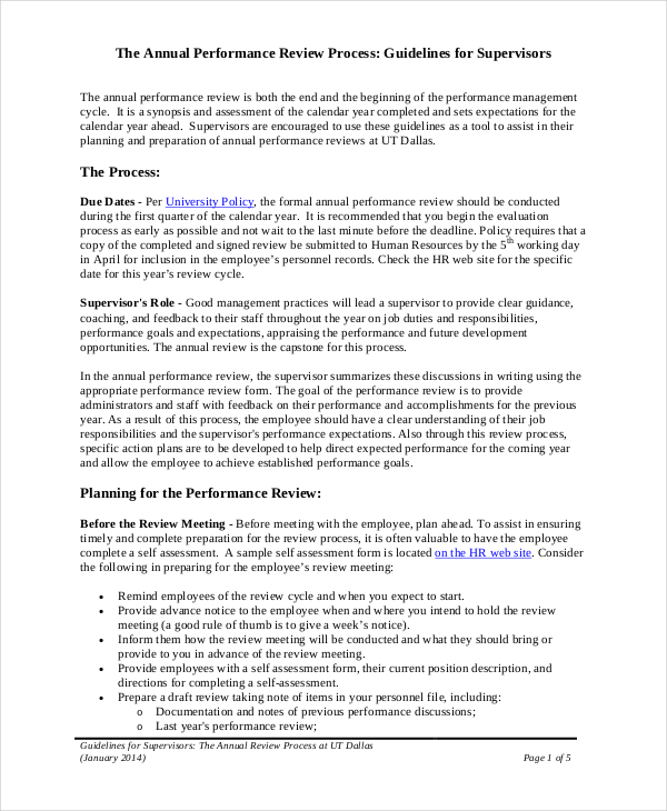 Employee Review Templates - 21+ Free PDF Documents Download