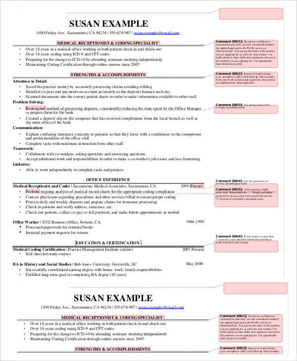 5+ Medical Receptionist Resume Templates - Pdf, Doc