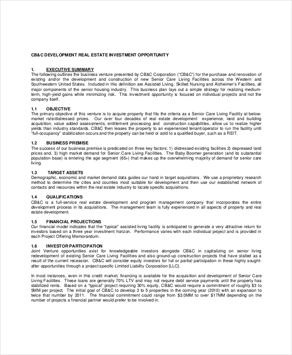 Real Estate Business Plan - 27+ Free PDF, Word Documemts Download