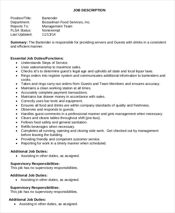 10 Waiter Job Description Templates PDF DOC 10 Waiter Job Description Templates PDF DOC