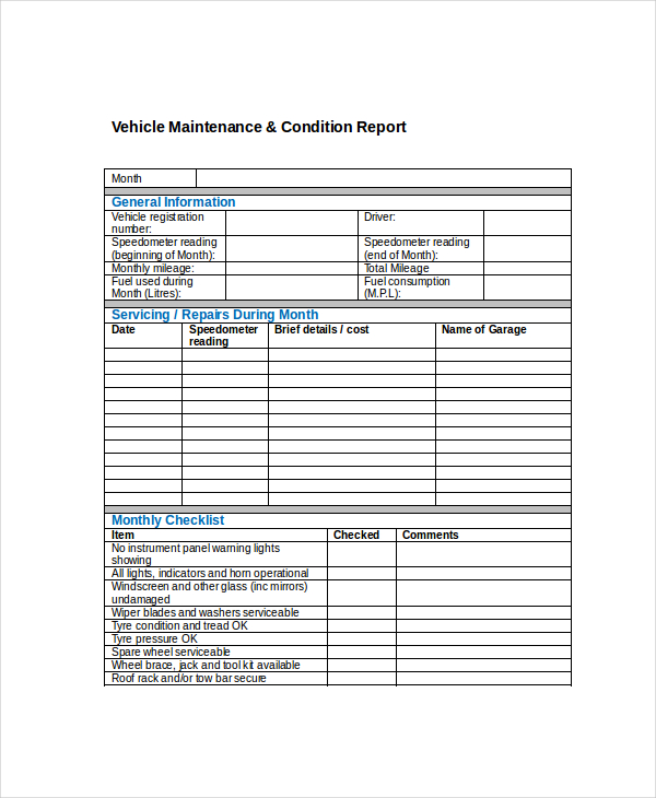16+ Vehicle Report Templates - PDF, Docs, Word