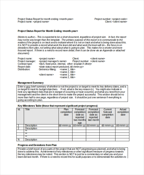 21+ Printable Project Status Report Templates- Google Docs, Apple Pages ...