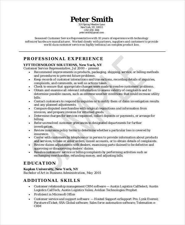10 Customer Service Resume Templates PDF DOC 10 Customer Service Resume Templates PDF DOC