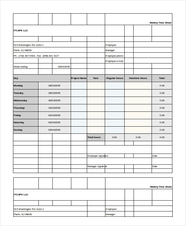 Printable Time Card Template - 12+ Free Word, Excel PDF Documents Download