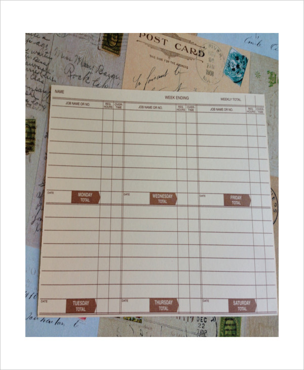 Printable Time Card Template - 12+ Free Word, Excel PDF Documents Download