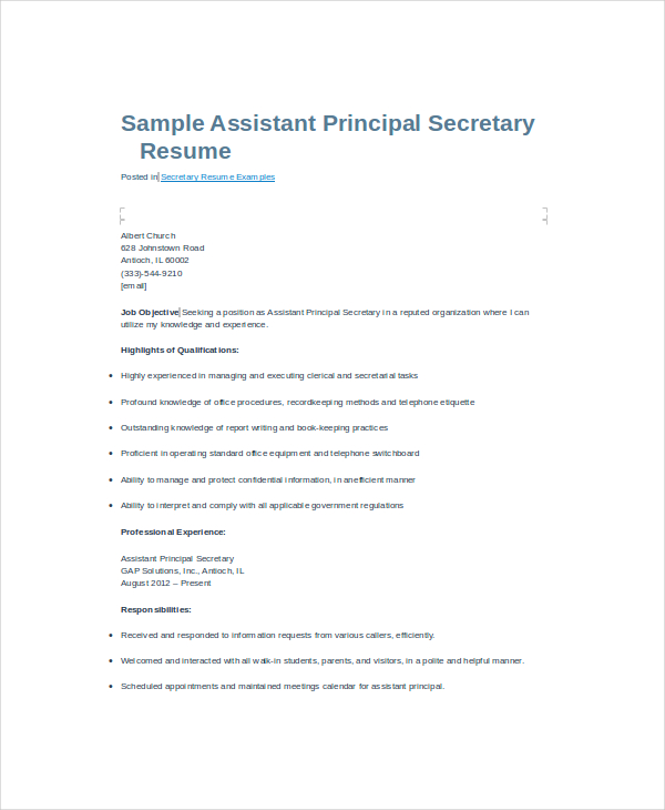 12+ Secretary Resume Templates - PDF, DOC