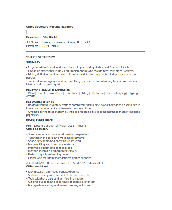 12+ Secretary Resume Templates - PDF, DOC