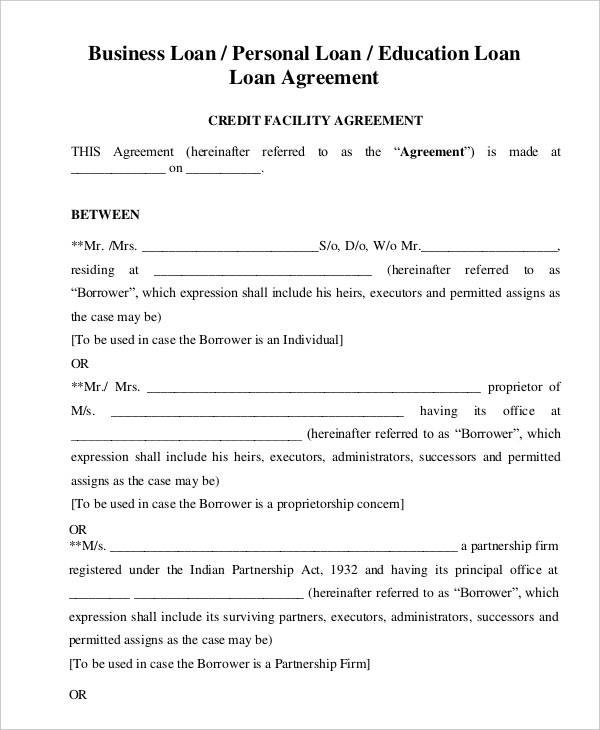 Loan Agreement Document Template PDF Template