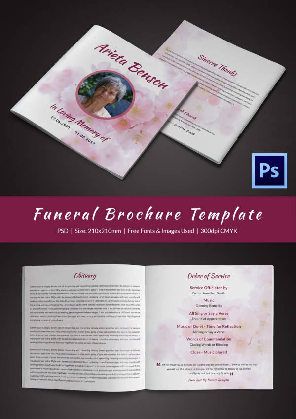 Funeral Program Template 23 Free Word PDF PSD Format Download