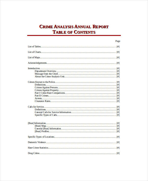 Microsoft Table Of Contents Template Collection