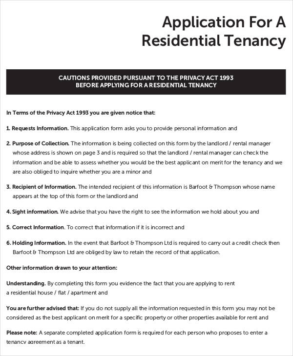 Tenant Application Form - 9+ Free Word, PDF Documents Download