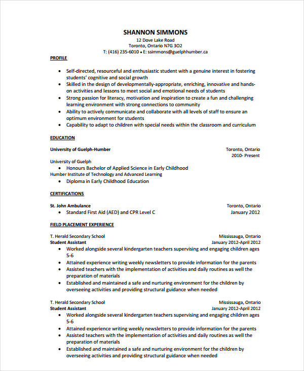 9 Teacher Assistant Resume Templates PDF DOC