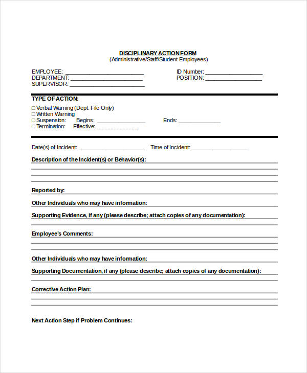 6+ Free Employee Discipline Forms in PDF