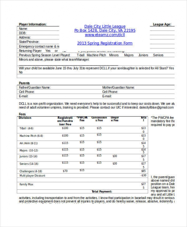 Registration Form Template 14 PDF Word Documents Download