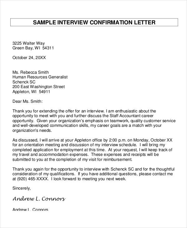 17 Sample Confirmation Letters PDF DOC