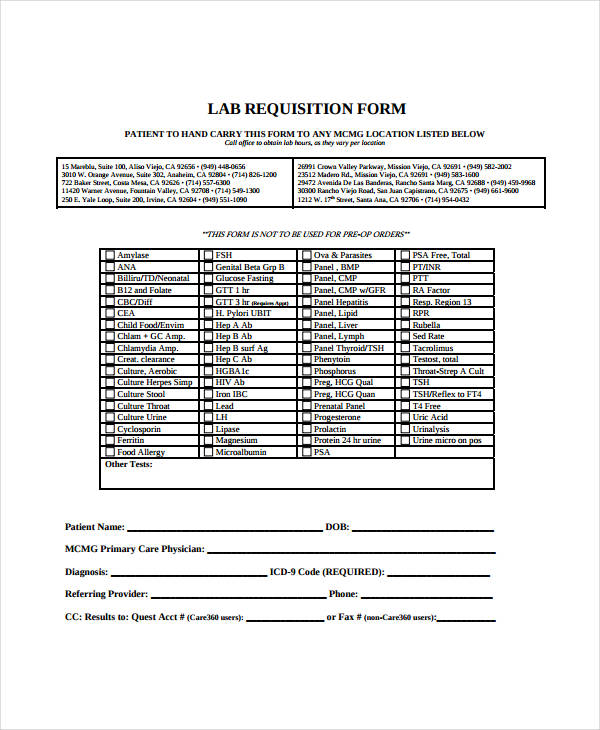 Requisition Form Template - 15+ PDF Documents Download