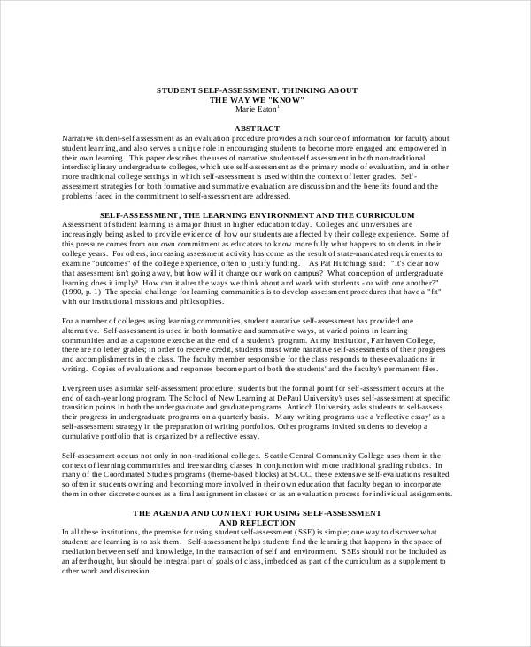 Where Can You Find Examples Of Self evaluations Paperwingrvice web 