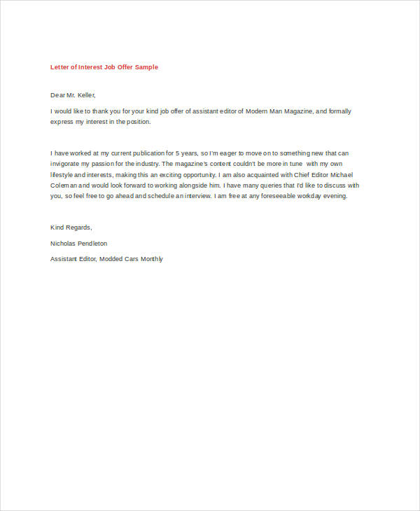 Letter Expressing Interest In A Job Database Letter Template Collection