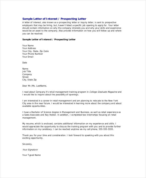 Job Letter Of Interest Letter Of Interest Examples And Format 