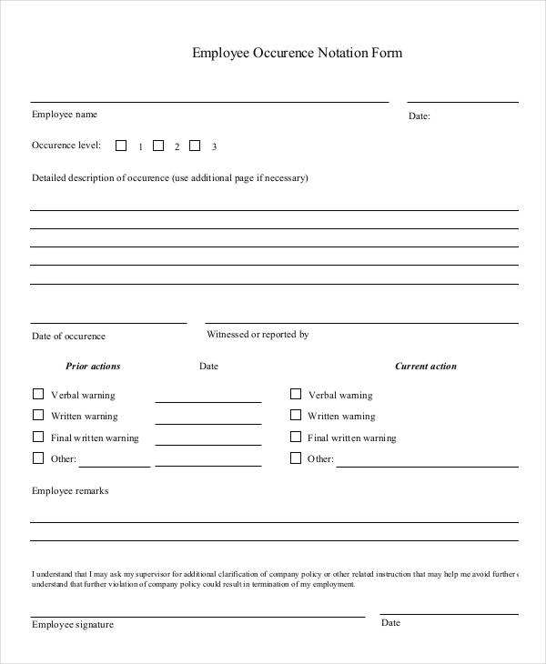 Employee Write Up Form - 8+ Word, PDF Documents Download